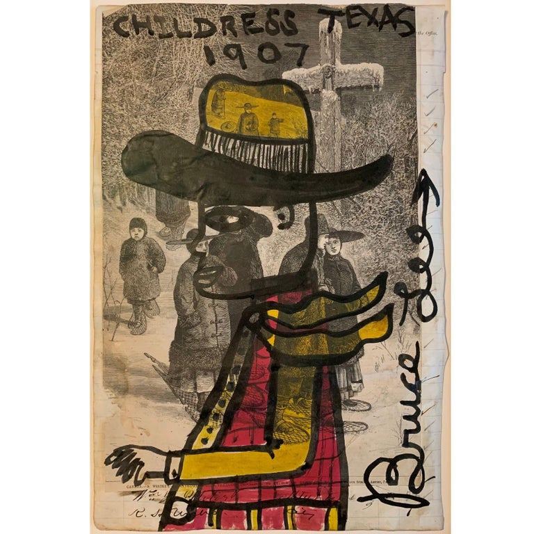 Original painting on vintage paper by artist Bruce Lee, "Childress ...