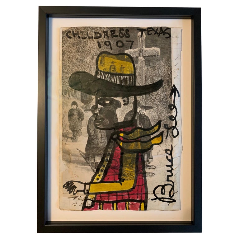 Original painting on vintage paper by artist Bruce Lee, "Childress ...