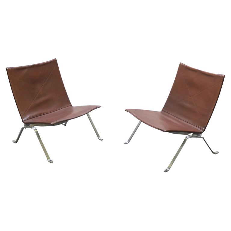 Original Pair of 'PK22' Easy Chairs by Poul Kjaerholm for Fritz Hansen, 1980s For Sale at 1stDibs
