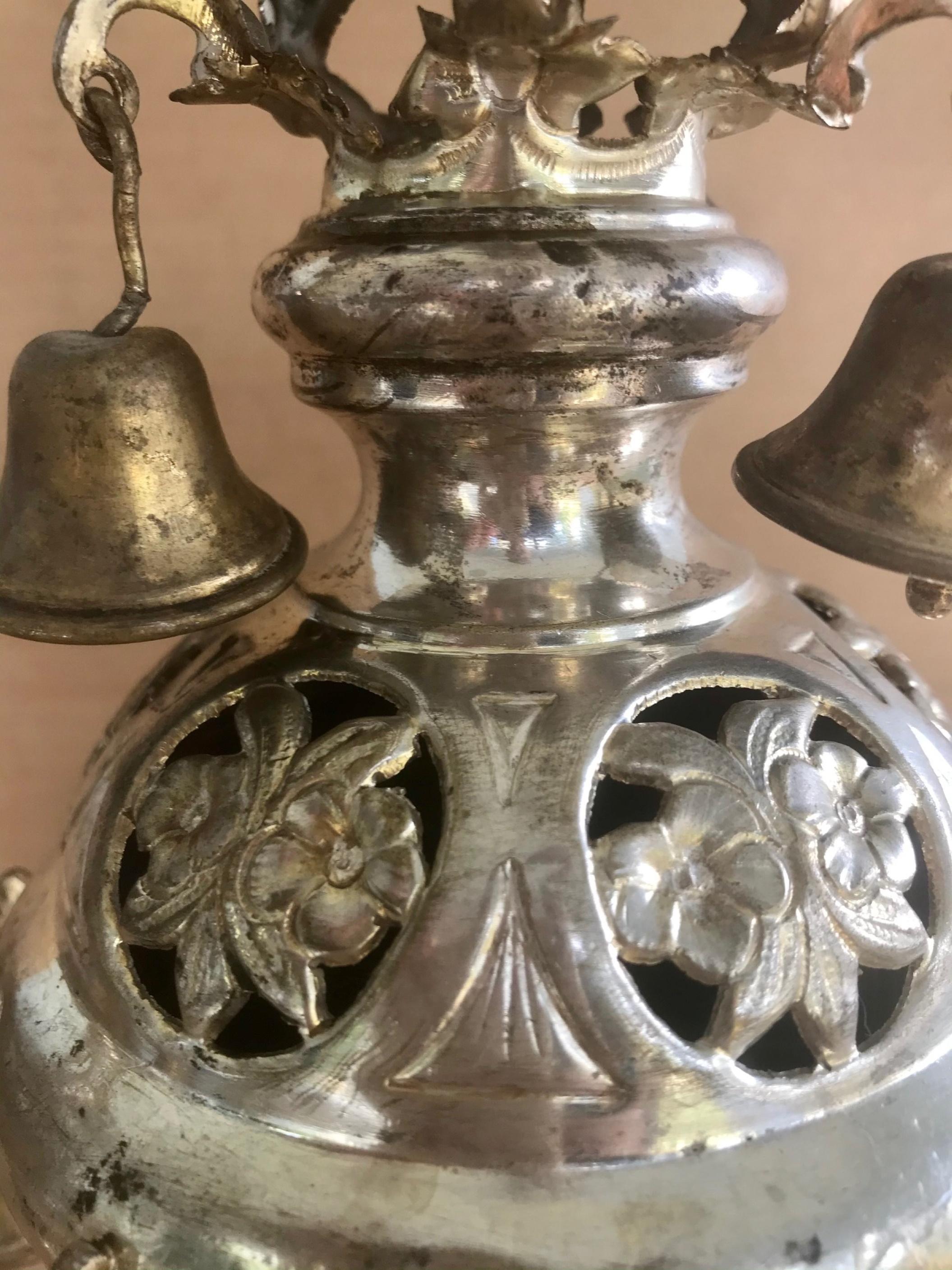 Original Pair of Silver Plated Brass Torah Finials, Rimonim For Sale at ...