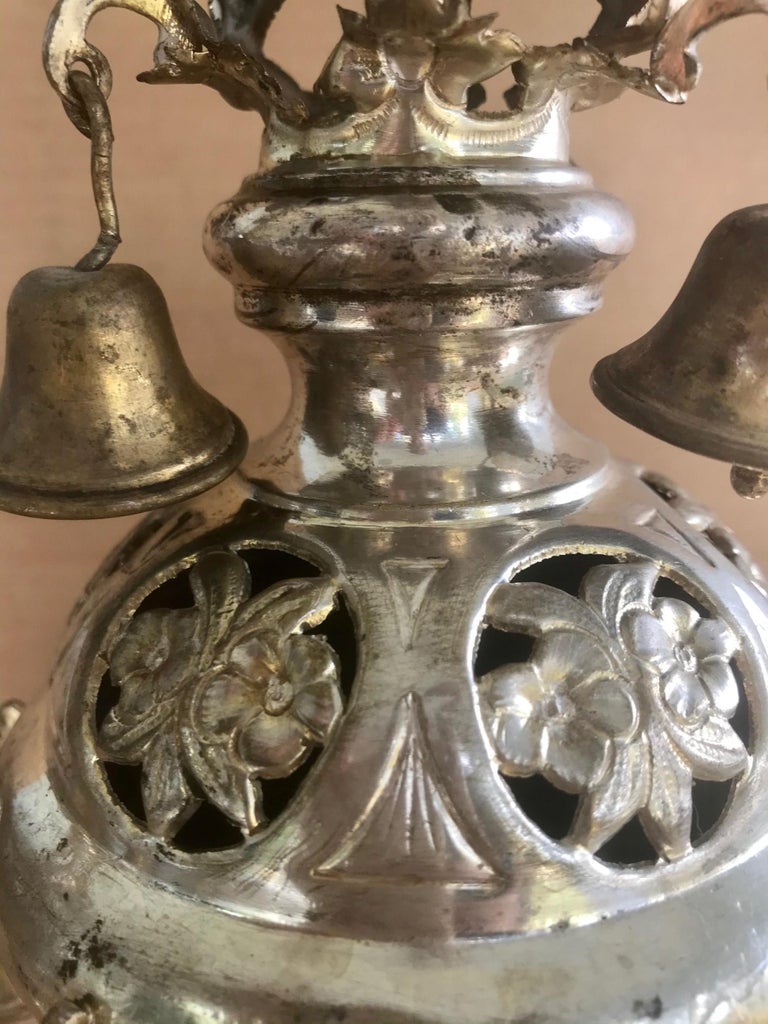 Original Pair of Silver Plated Brass Torah Finials, Rimonim For Sale at ...