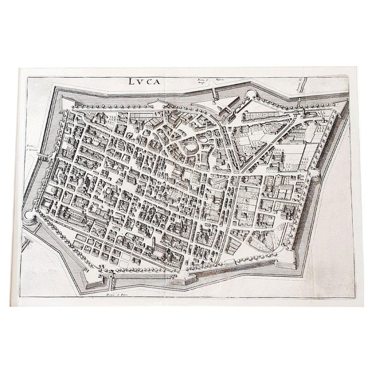 Italian Parchment Map of the City of Lucca Dated 1640 For Sale at 1stDibs