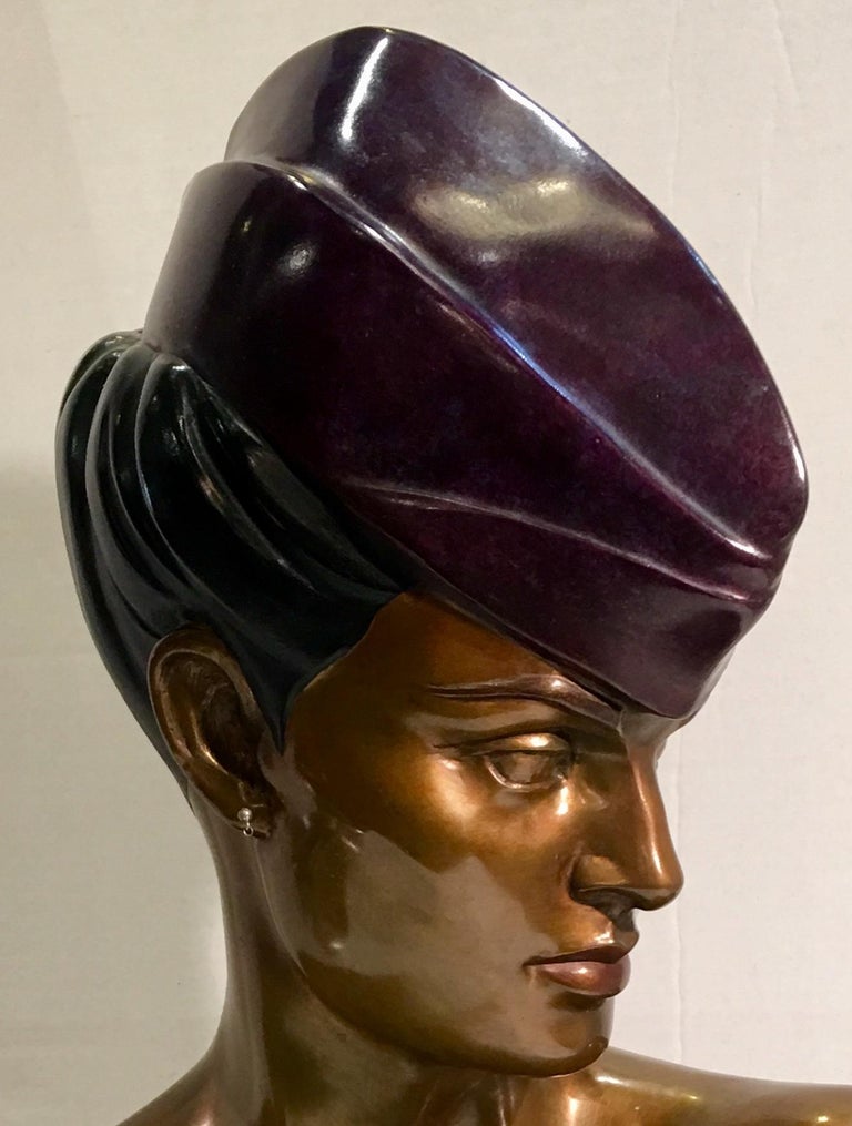Original Patrick Nagel "Carol" Bronze Bust Sculpture from, 1984 at 1stDibs