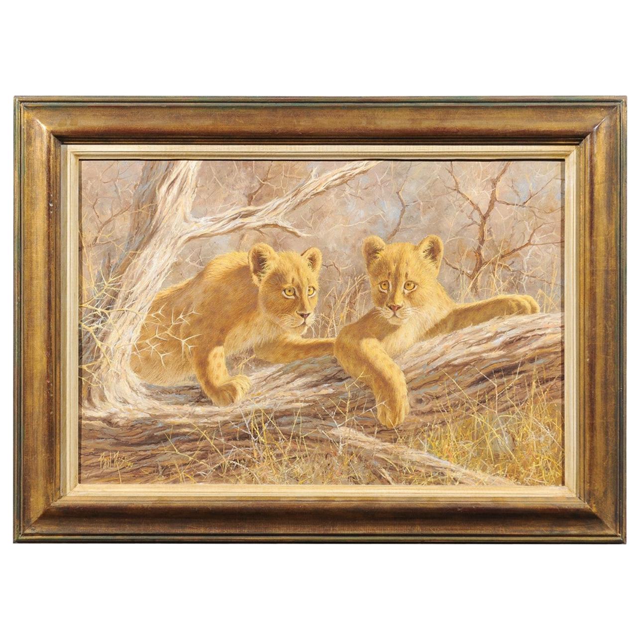 Original Framed Paul Rose Wildlife Horizontal Painting Depicting Two ...
