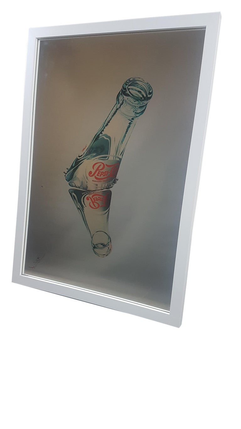 Original Pepsi Cola Reverse Printed Advertising Mirror Signed by the ...