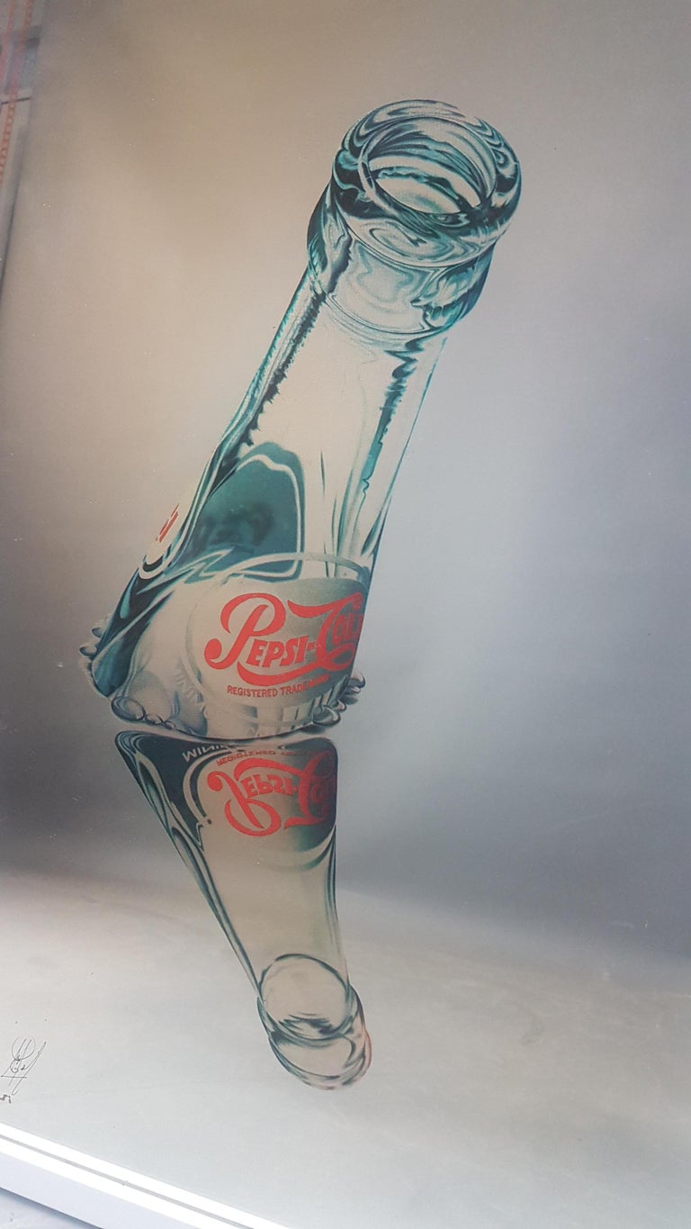 Original Pepsi Cola Reverse Printed Advertising Mirror Signed by the ...