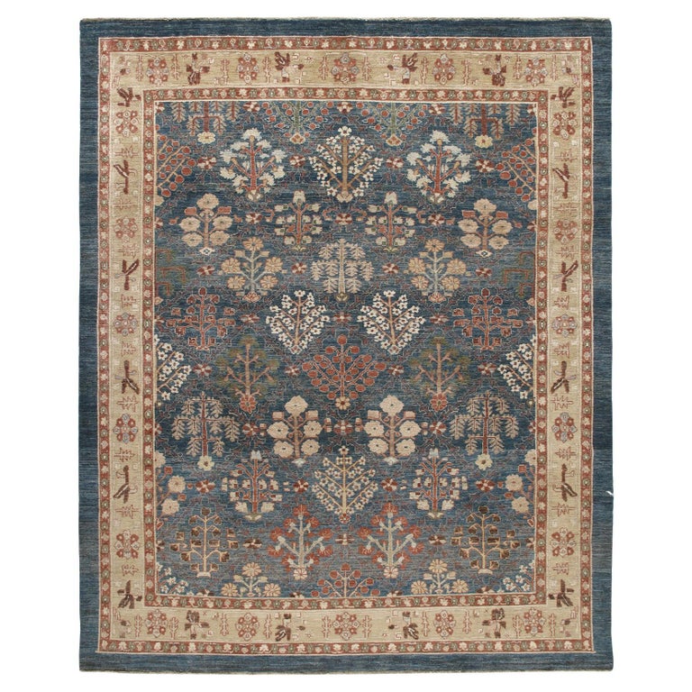 Original Persian Kurdish Wool Rug with a Navy Background For Sale at ...
