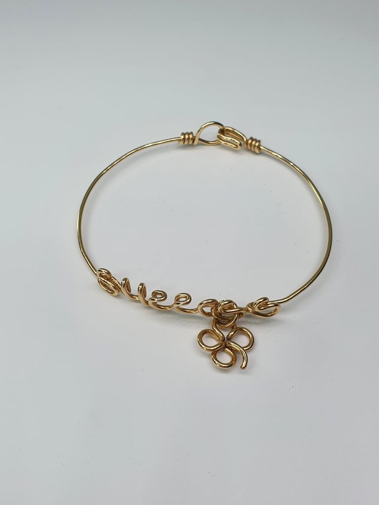 Original Personalised Gold Filled Yellow 14K Wire Bangle Bracelet For ...