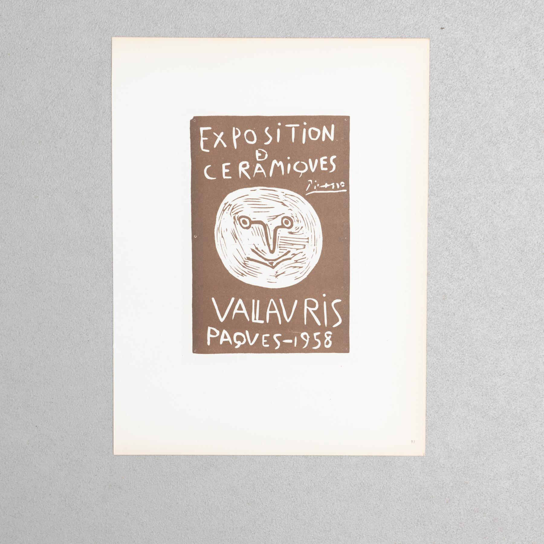 Original Picasso Linocut, 'Vallauris', 1958 at 1stDibs