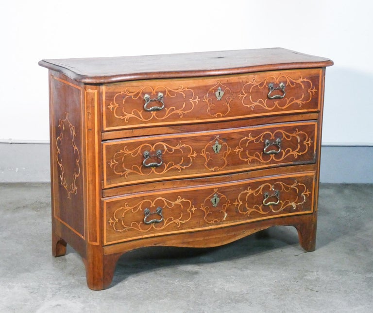 Original Piedmontese Chest of Drawers, Inlaid Walnut, Italy, 1700s For ...