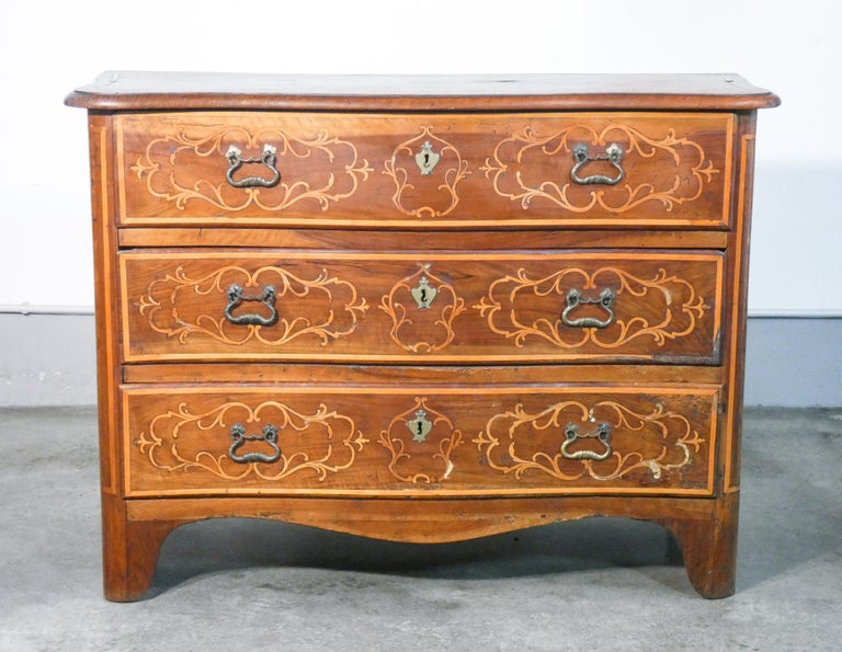 Original Piedmontese Chest of Drawers, Inlaid Walnut, Italy, 1700s For ...