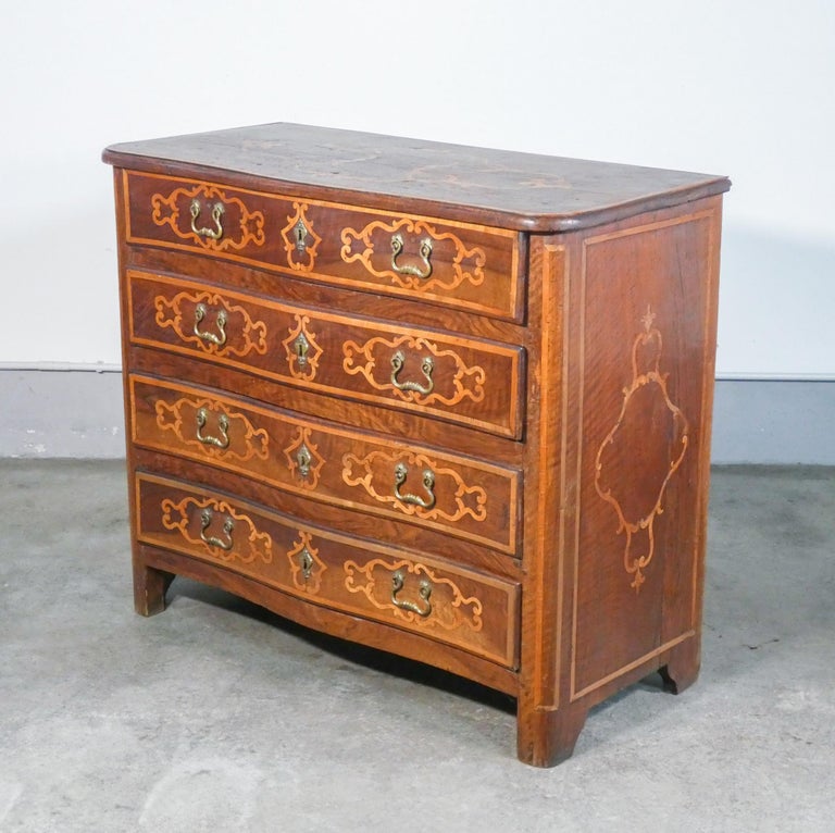 Original Piedmontese Chest of Drawers, Inlaid Walnut, Italy, 1700s For ...