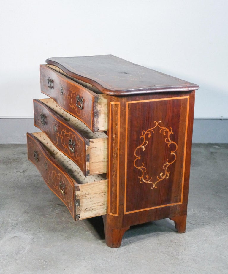 Original Piedmontese Chest of Drawers, Inlaid Walnut, Italy, 1700s For ...