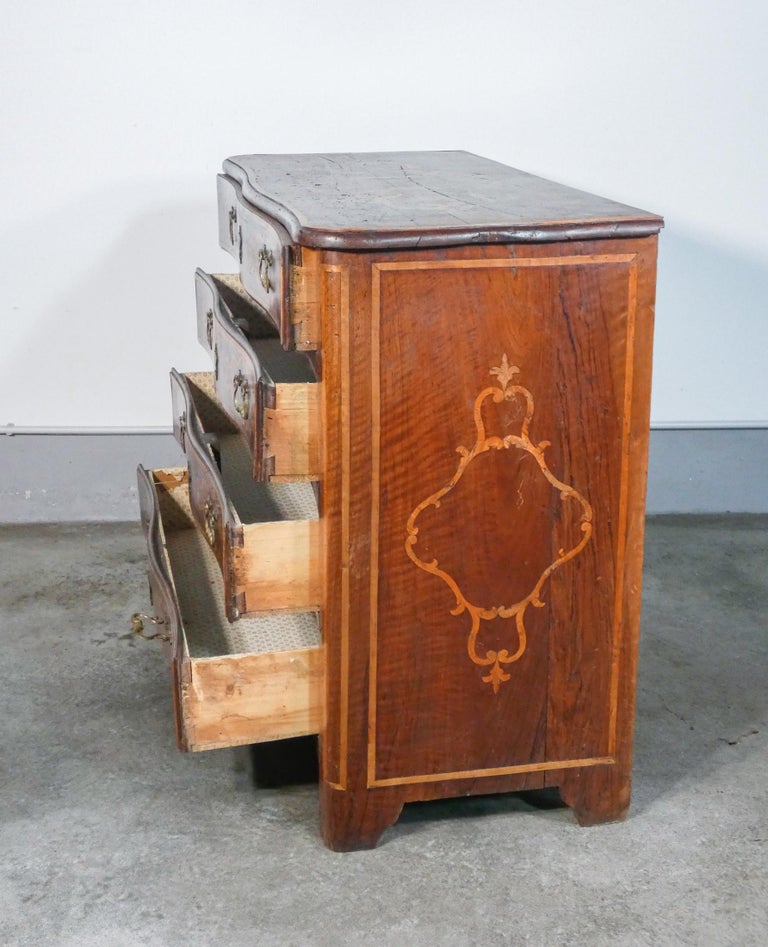 Original Piedmontese Chest of Drawers, Inlaid Walnut, Italy, 1700s For ...