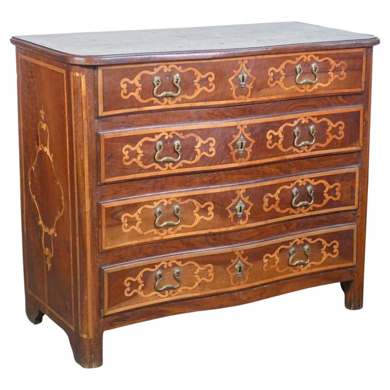 Original Piedmontese Chest of Drawers, Inlaid Walnut, Italy, 1700s For ...