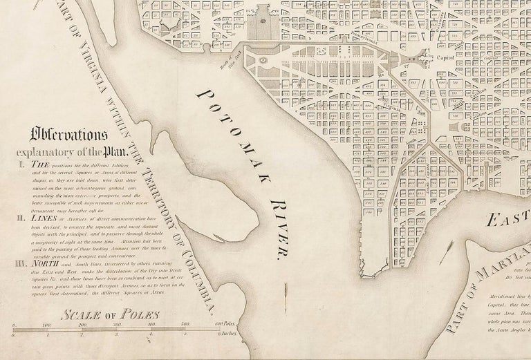 1852 Plan of the City of Washington, After Andrew Ellicott, Antique Map ...