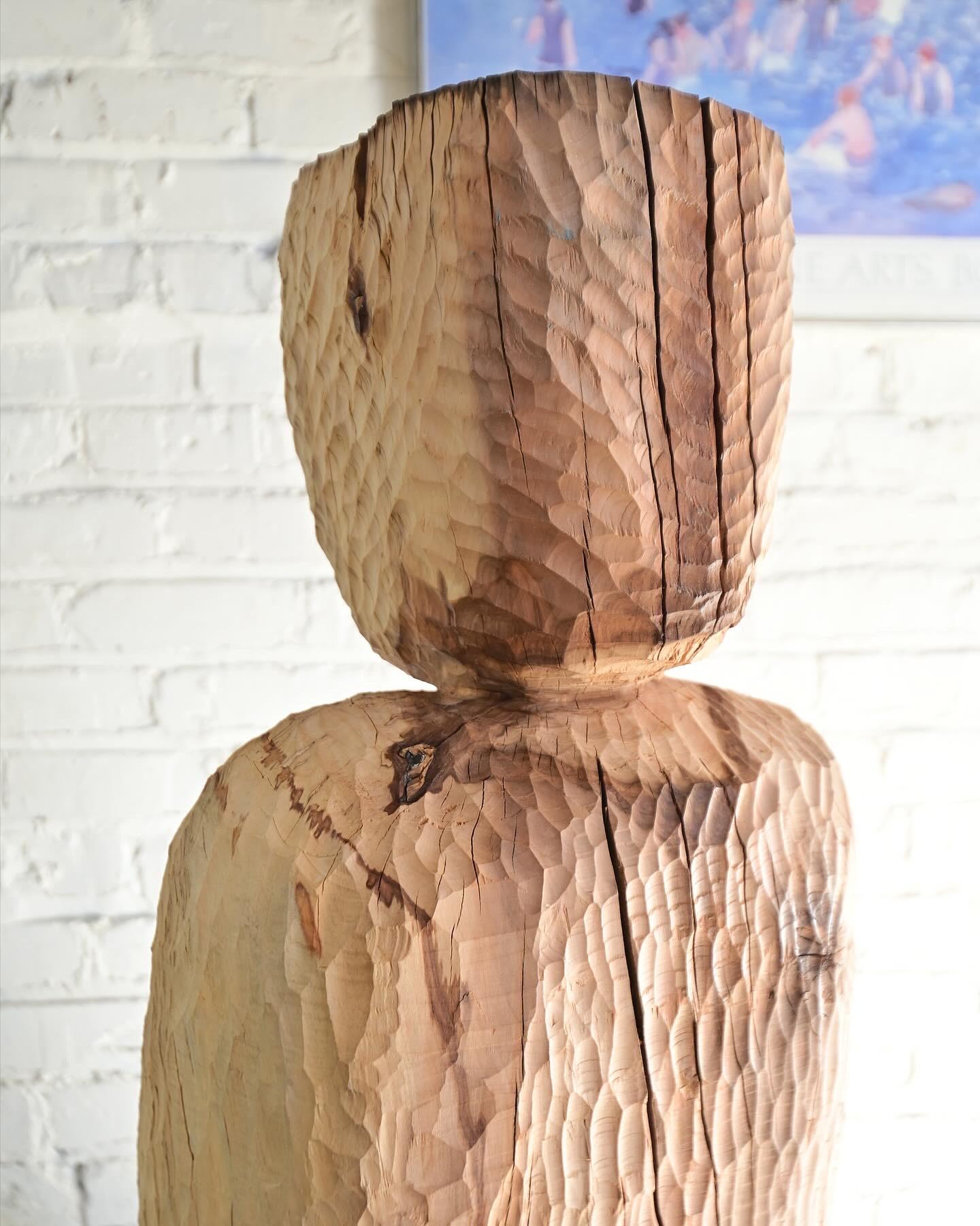 Original Primitive Carved Wooden Bust Pedestal For Sale at 1stDibs