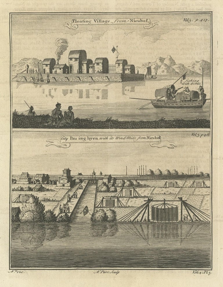 Original Print of Chinese Floating Village and the City of Baoying ...