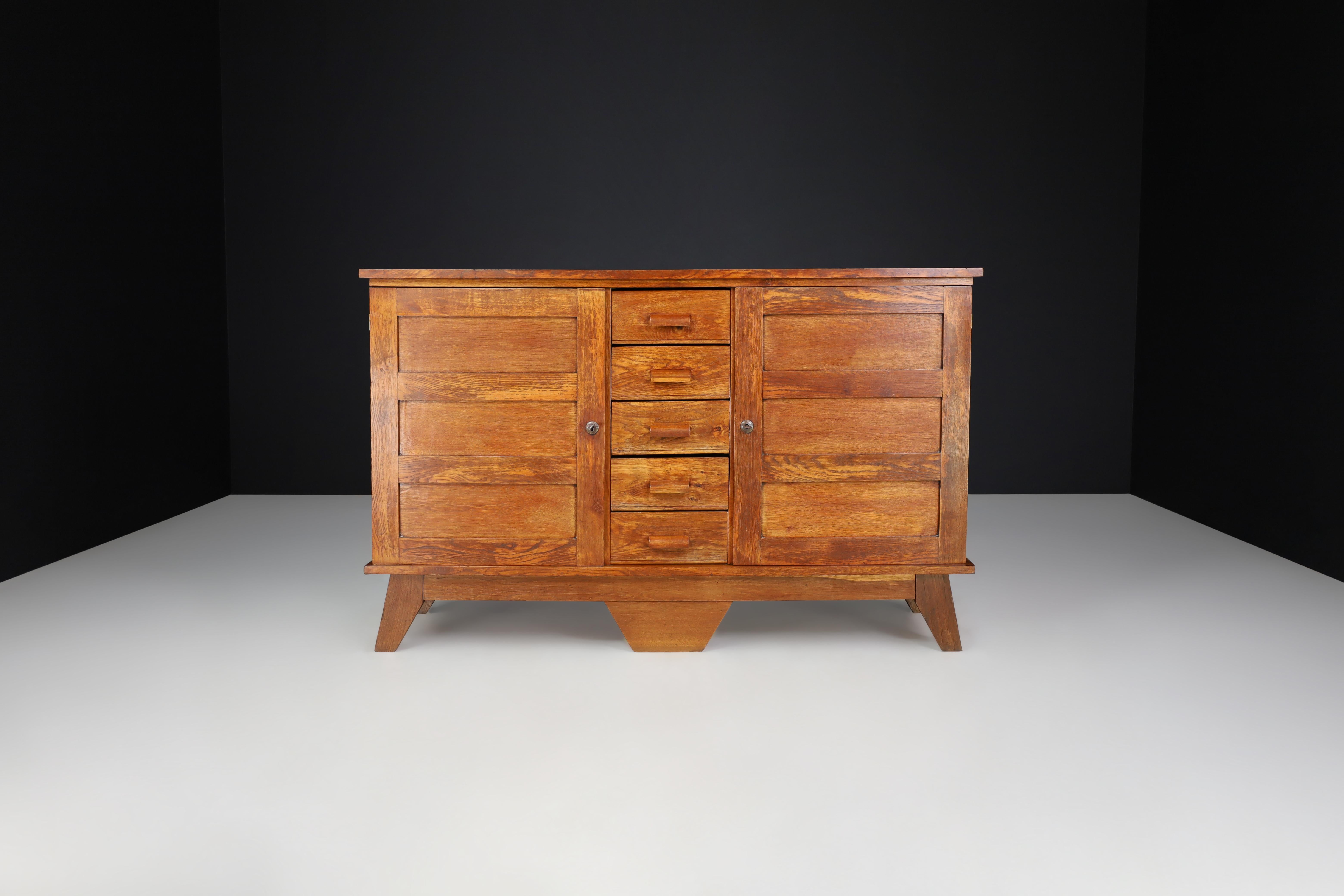 Original René Gabriel Patinated Oak Sideboard, France, 1940s For Sale ...