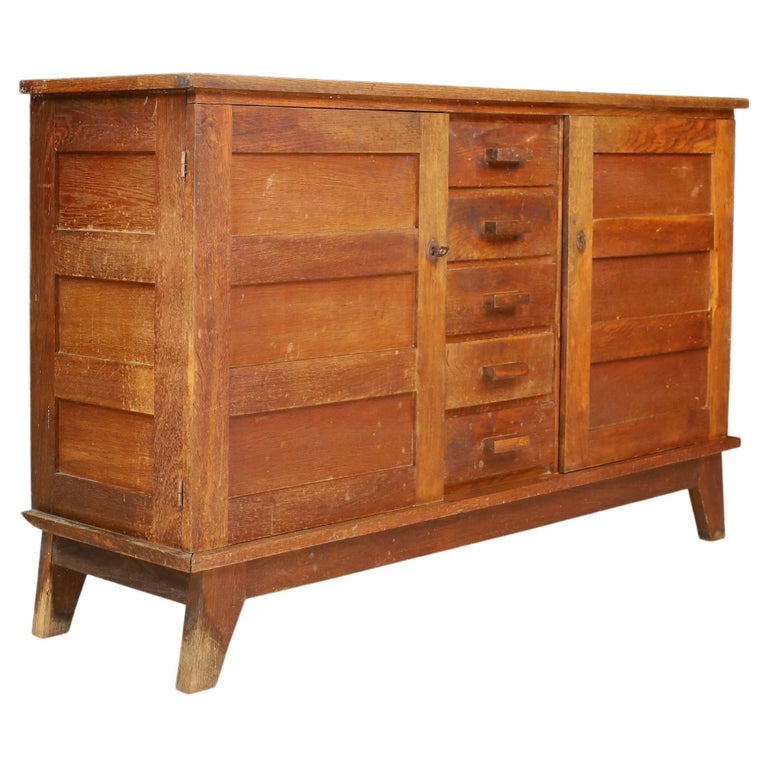 Original René Gabriel Sideboard aus patinierter Eiche, Frankreich ...