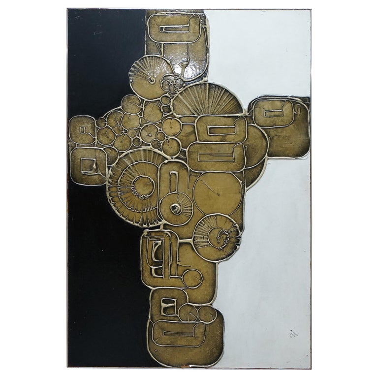 Original Richard Price 1977 Mixed-Media Abstract on Board Lovely Large ...