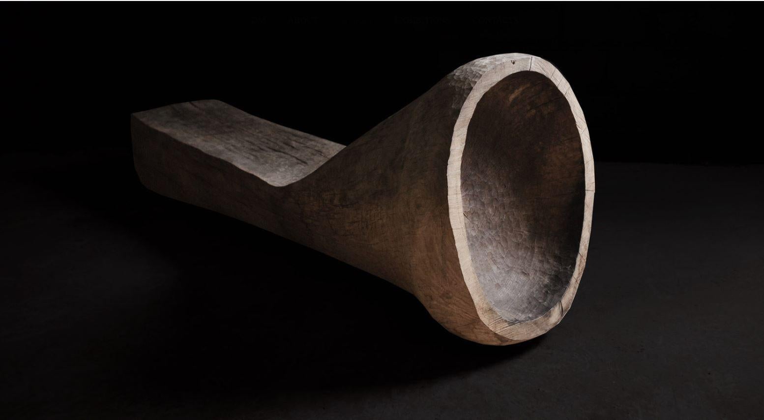 Original Sculpted Bench in Oak Wood, Denis Milovanov For Sale at ...