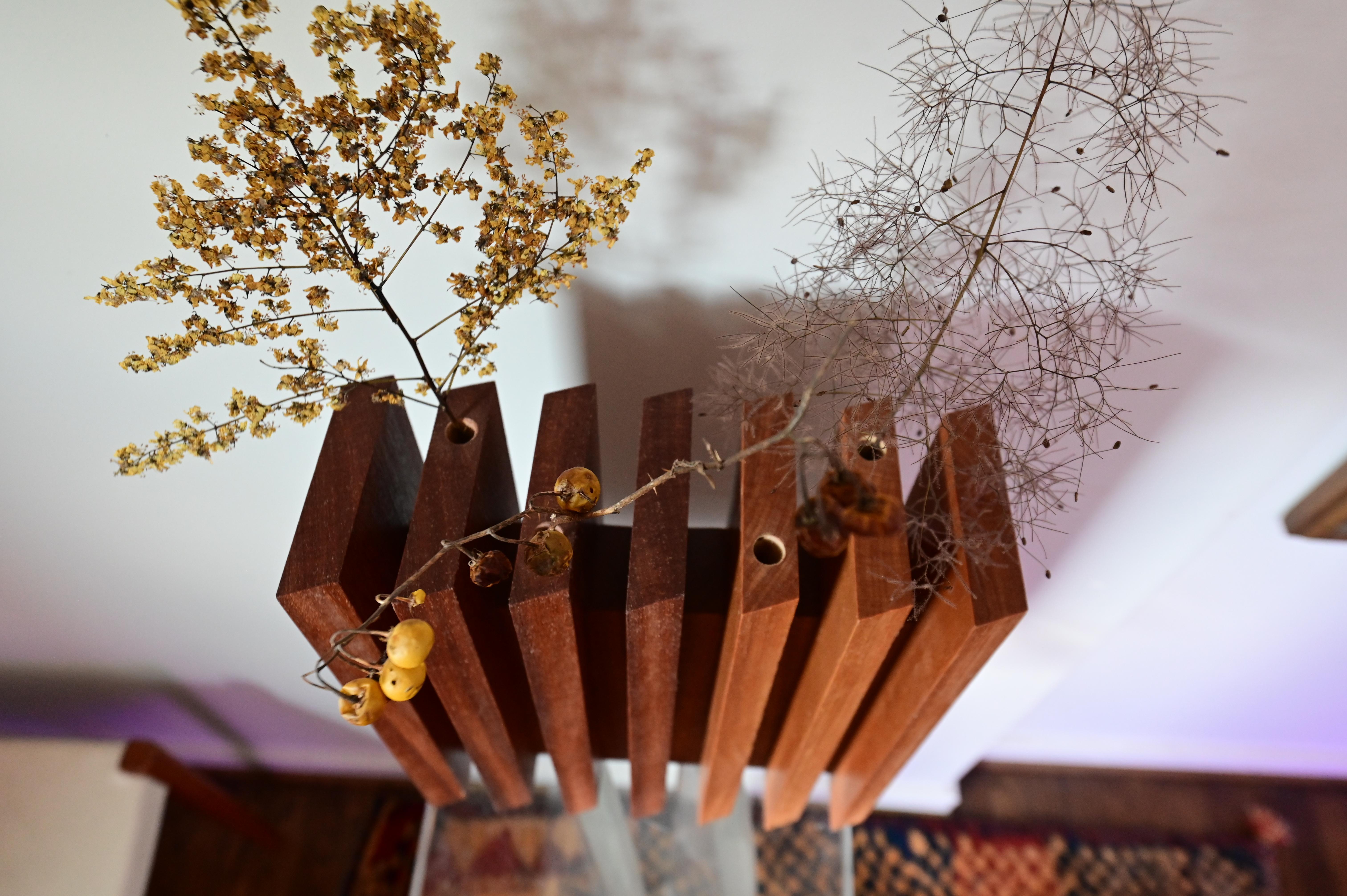 Original Sculpted Teak Vase For Sale at 1stDibs