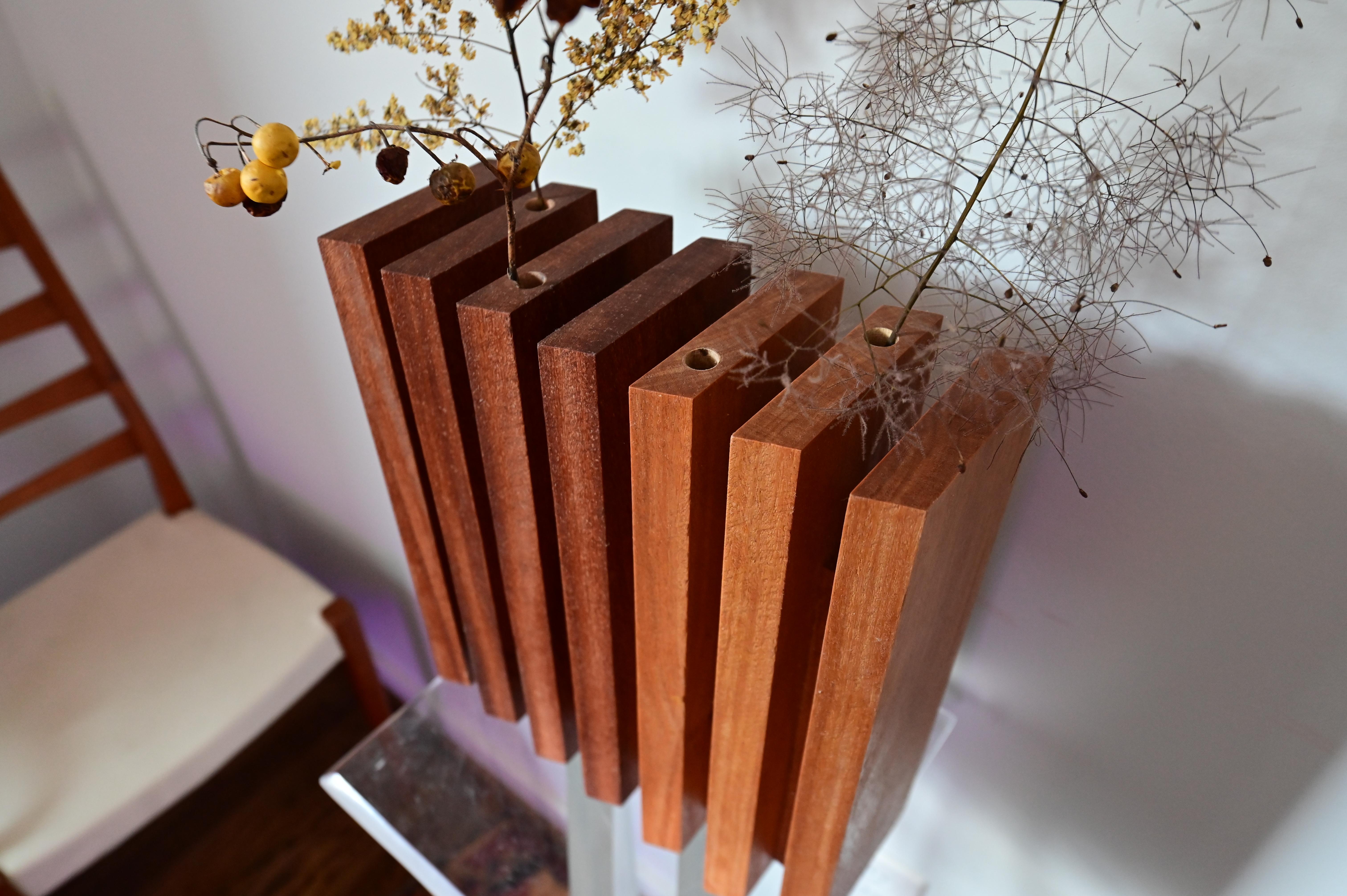 Original Sculpted Teak Vase For Sale at 1stDibs