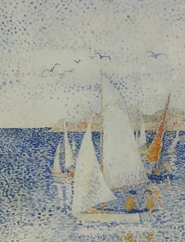 Yvonne Canu Original Seascape Lithograph French Pointillism Art For ...