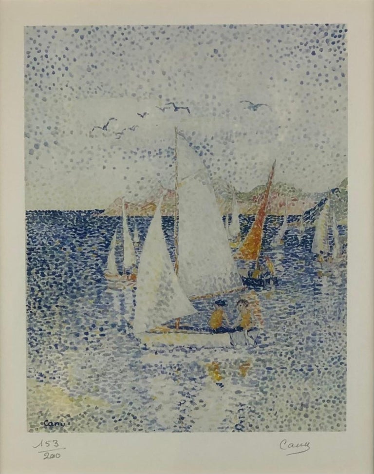 Yvonne Canu Original Seascape Lithograph French Pointillism Art For ...