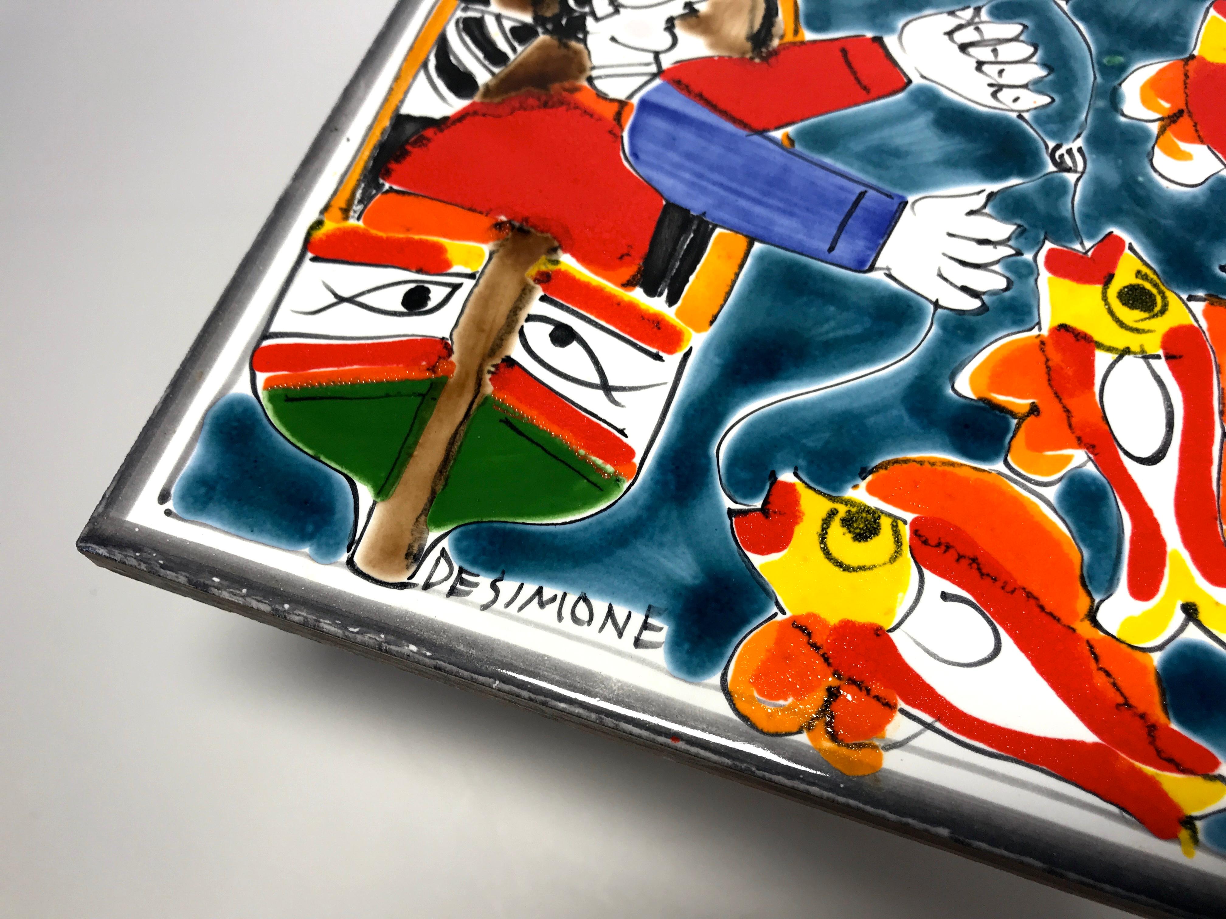 Original Signed by Giovanni DeSimone, Italy, Hand Painted Ceramic Tile ...