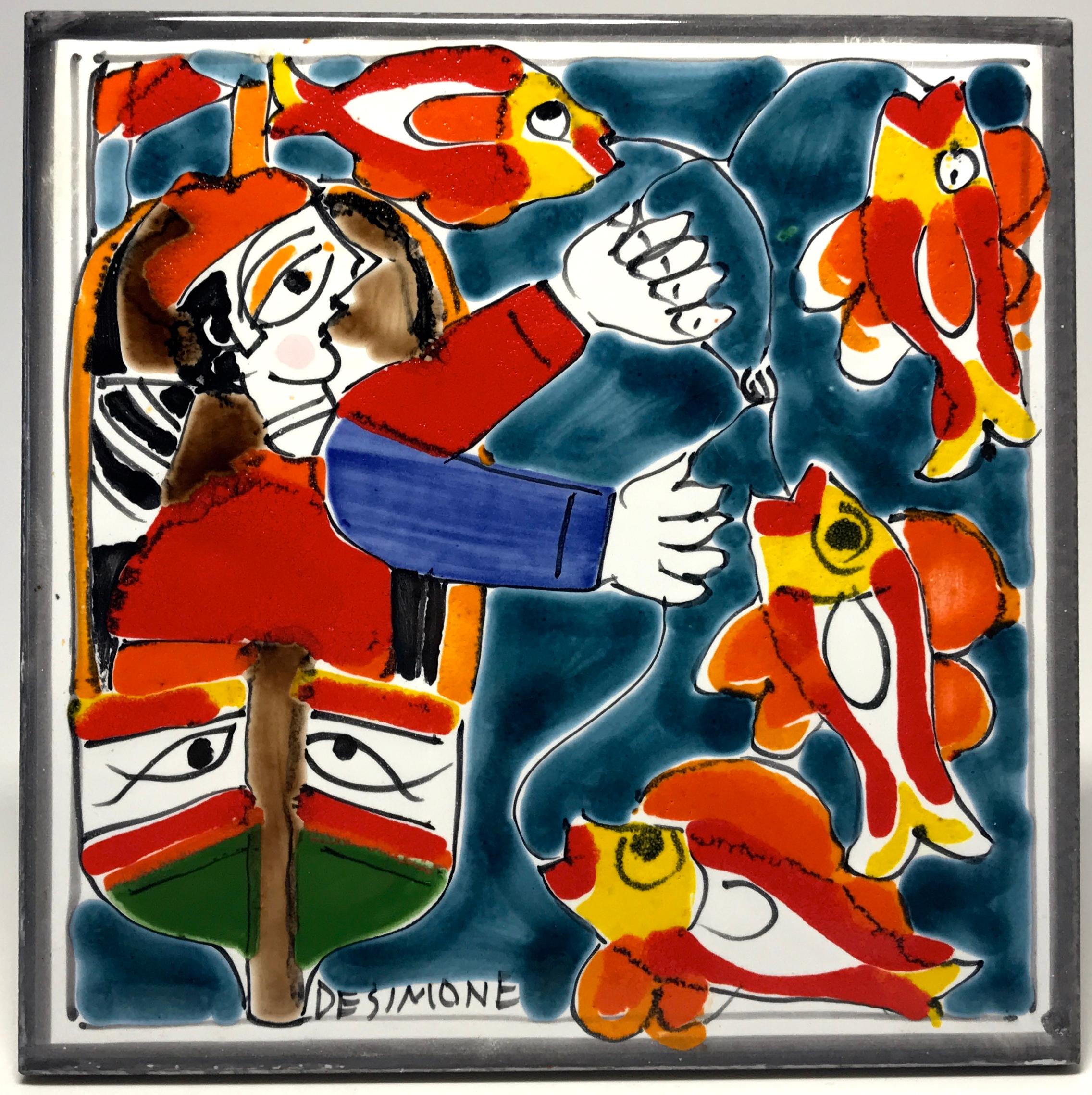 Original Signed by Giovanni DeSimone, Italy, Hand Painted Ceramic Tile ...