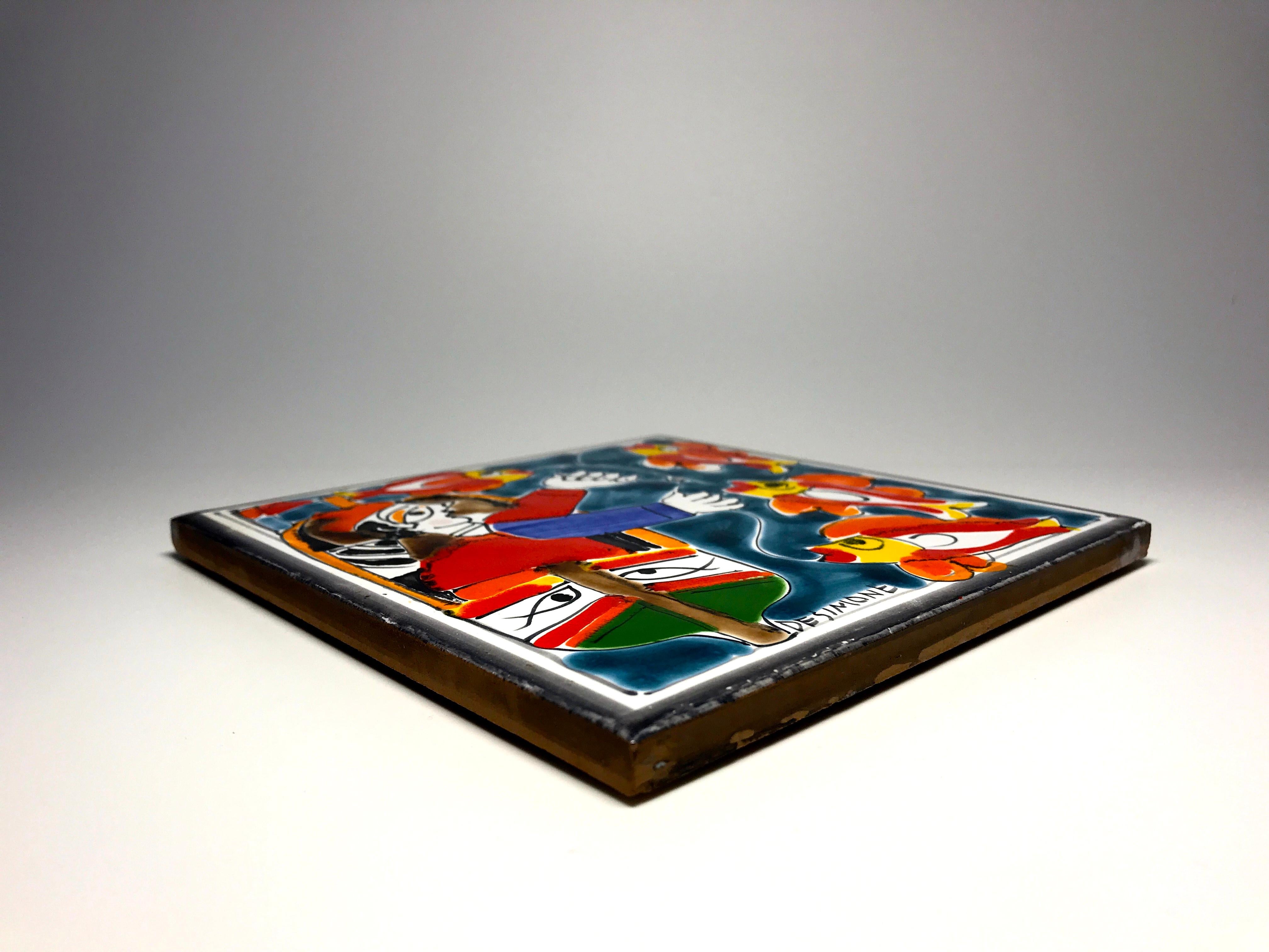 Original Signed by Giovanni DeSimone, Italy, Hand Painted Ceramic Tile ...