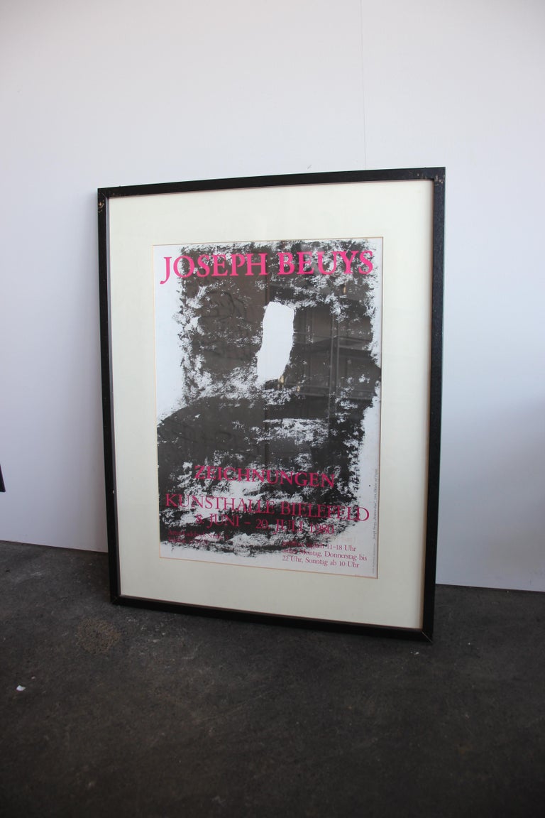 Original Signed Joseph Beuys Exhibition Poster 1980 Framed "Zeichnungen ...