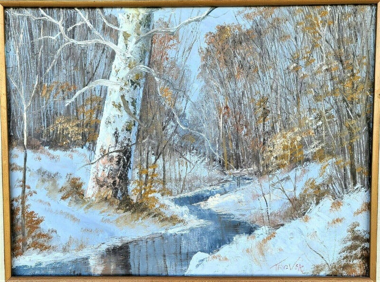 Original Signed Joseph Trover Oil Painting of Winter Landscape For Sale ...