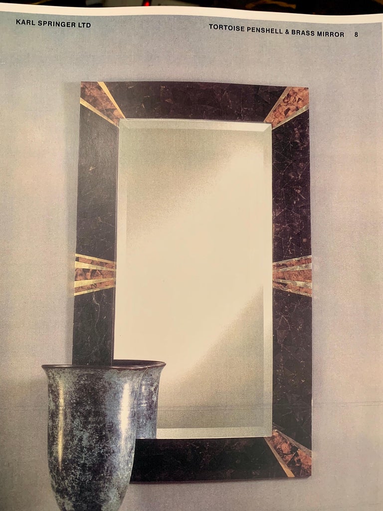 Original Signed Karl Springer Large Wall Hanging Mirror in Tessellated ...