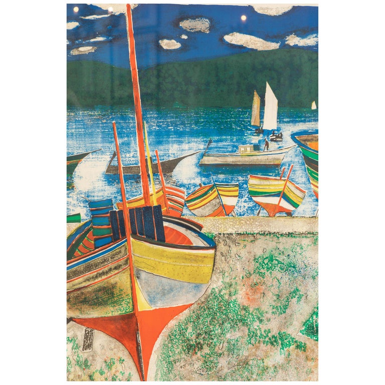 Original Signed Lithograph Print Dated 1970 by Artist Rene Genis at 1stdibs