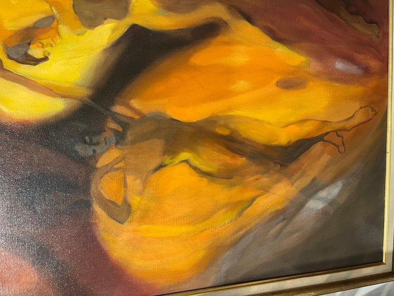 Original Signed Mid-Century Modern Oil Painting by Sacor Bond Girls Dancing For Sale at 1stDibs