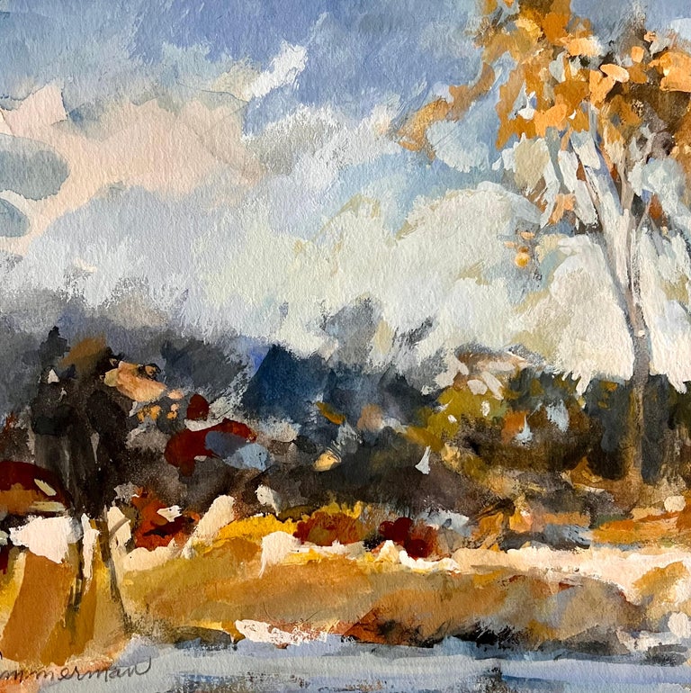 Original Signed Watercolor Gouache Painting Paul Zimmerman Autumn Knoll ...