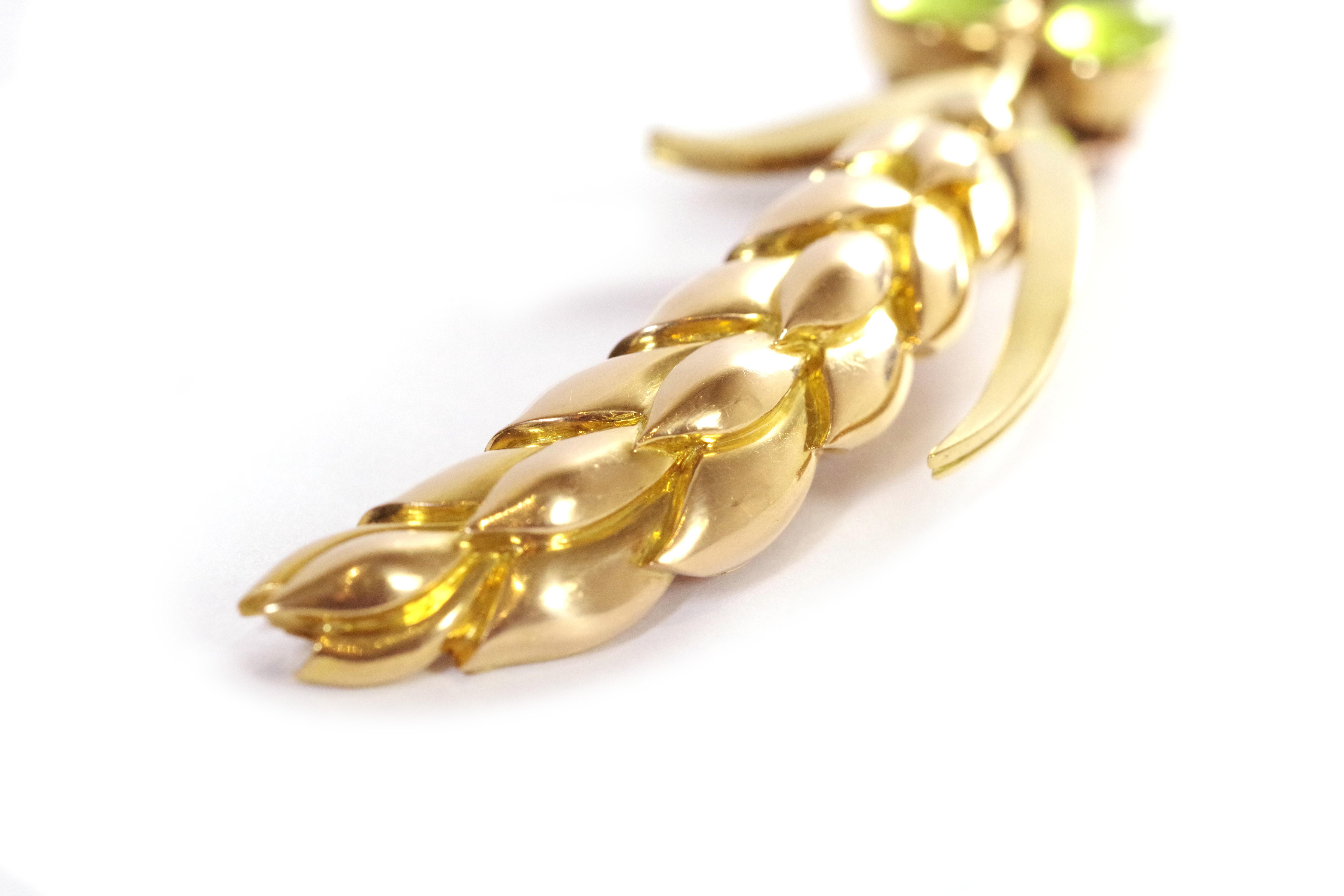 Original Suzanne Belperron wheat ear brooch in 18 karat gold, circa ...