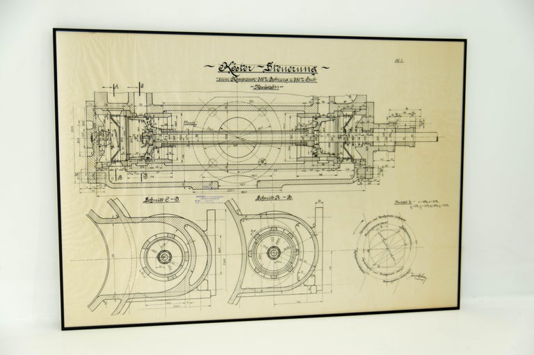 Original Technical Drawing of Compressor, 1925 For Sale at 1stDibs