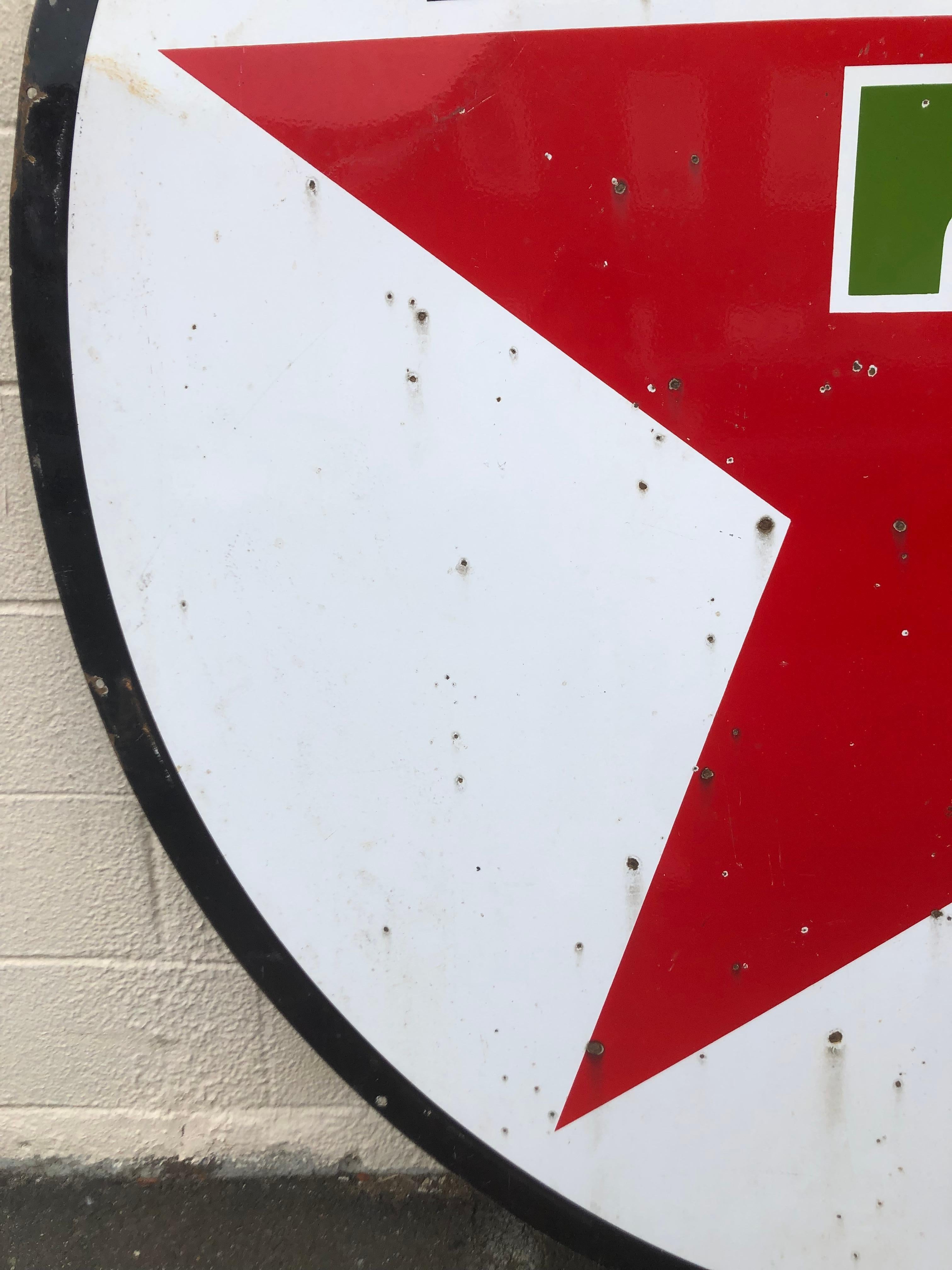Original Texaco Porcelain Sign Double Sided dated 3/2/1959 Made in the ...