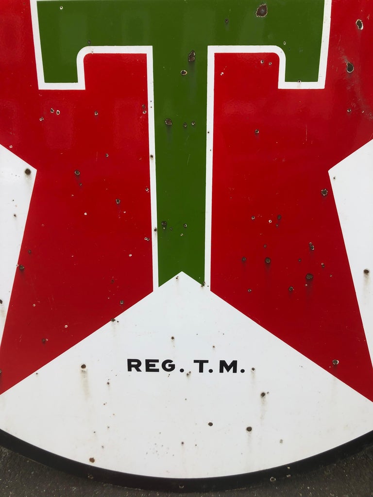 Original Texaco Porcelain Sign Double Sided dated 3/2/1959 Made in the ...