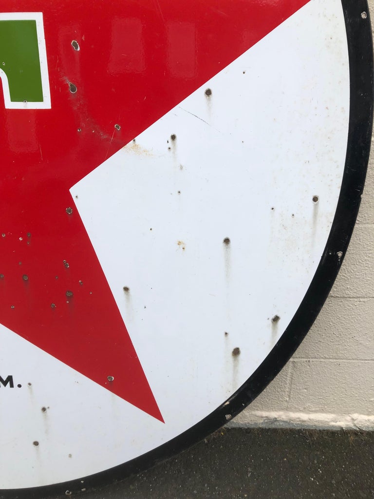 Original Texaco Porcelain Sign Double Sided dated 3/2/1959 Made in the ...