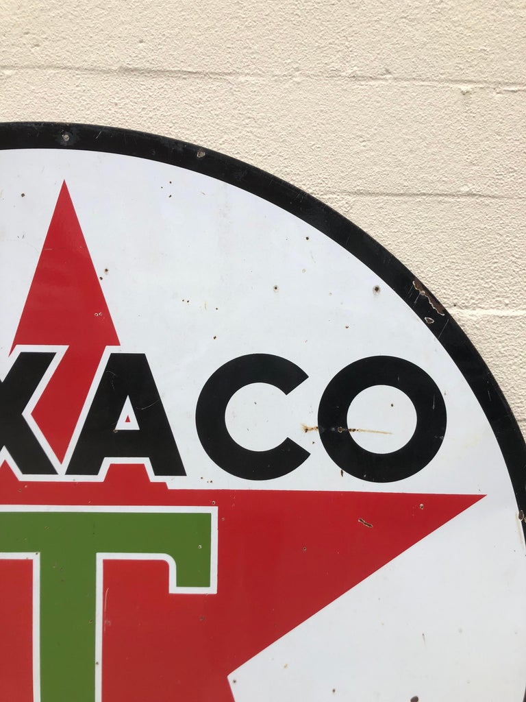 Original Texaco Porcelain Sign Double Sided dated 3/2/1959 Made in the ...