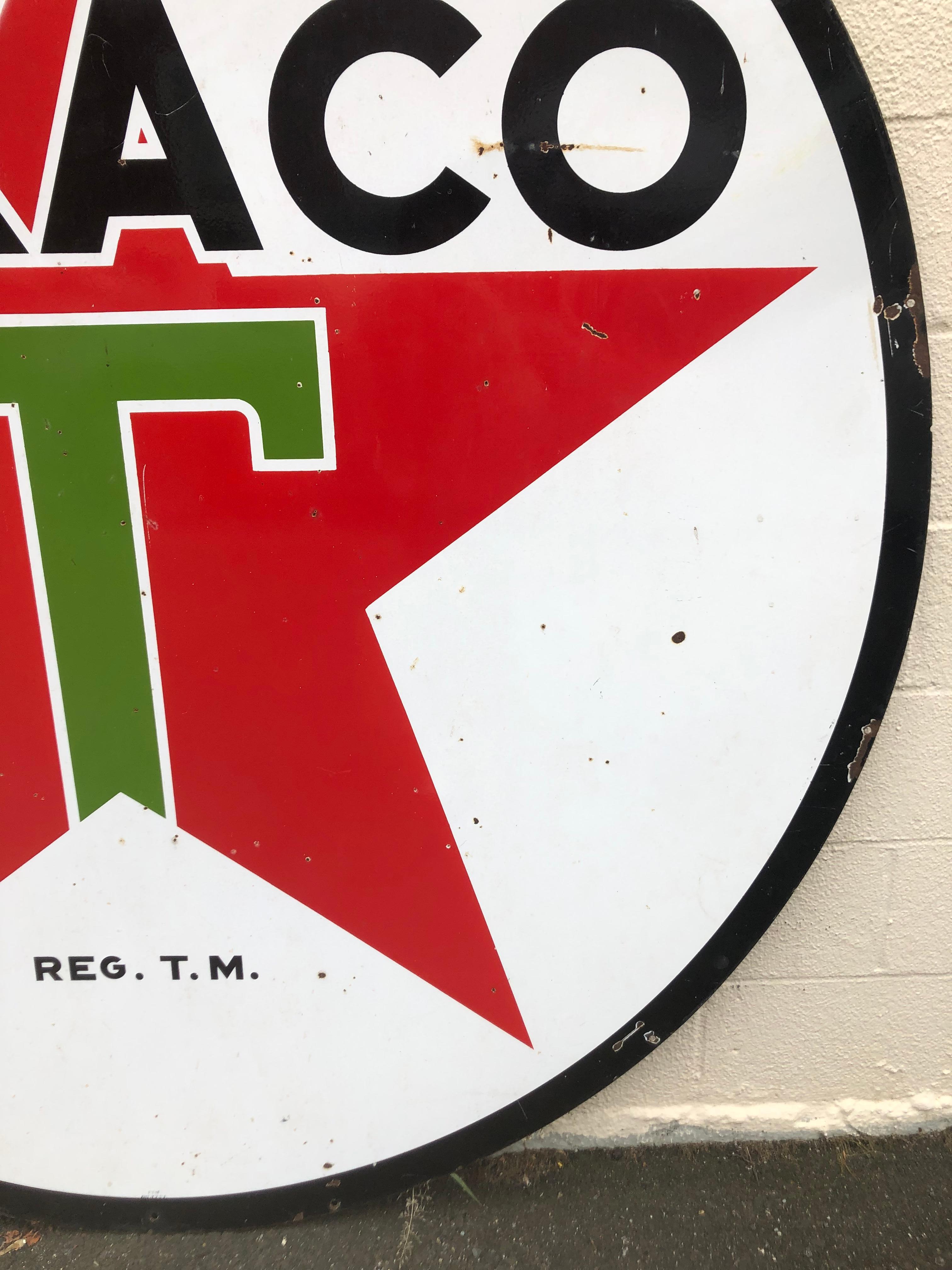 Original Texaco Porcelain Sign Double Sided dated 3/2/1959 Made in the ...