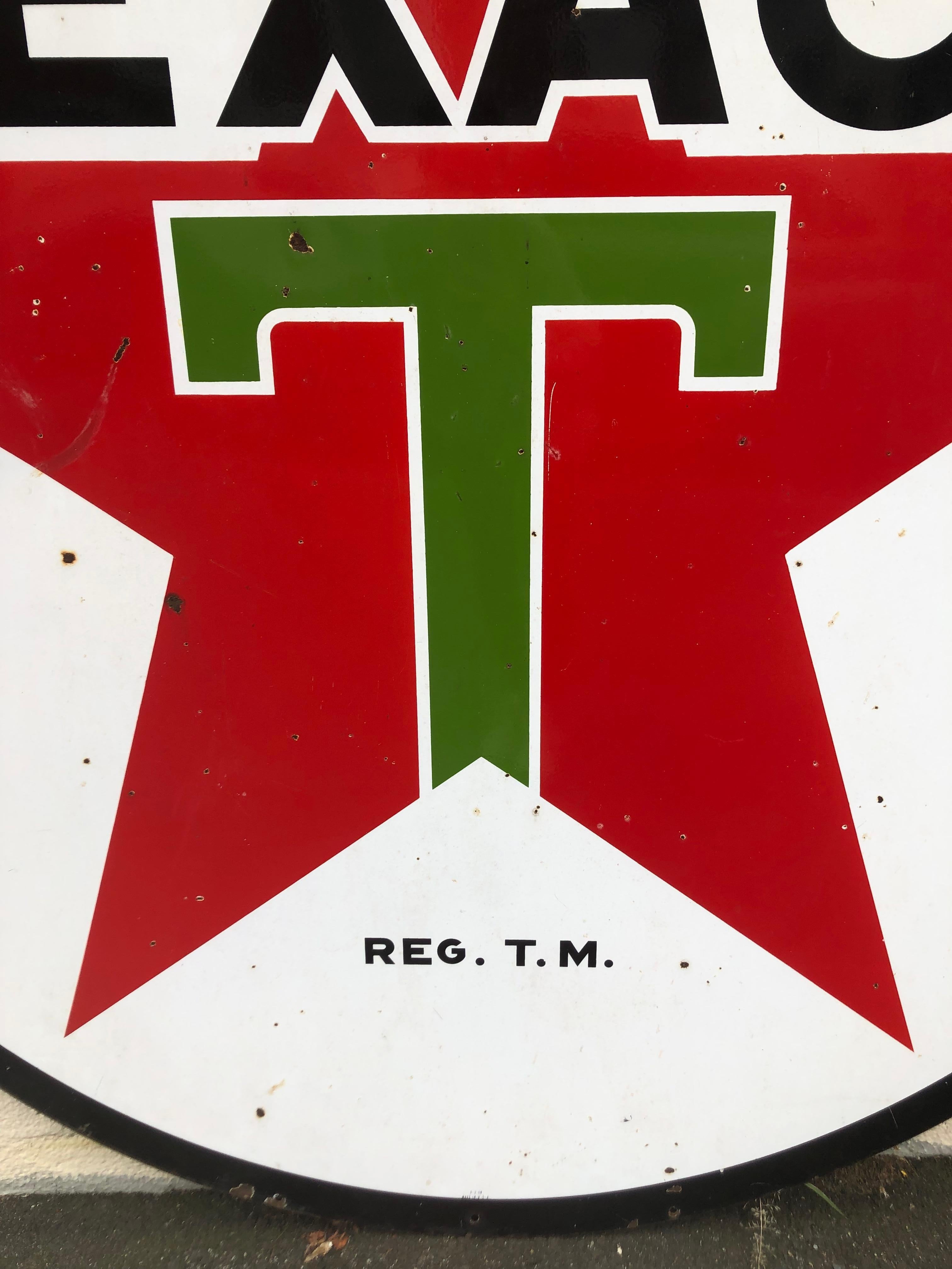 Original Texaco Porcelain Sign Double Sided dated 3/2/1959 Made in the ...