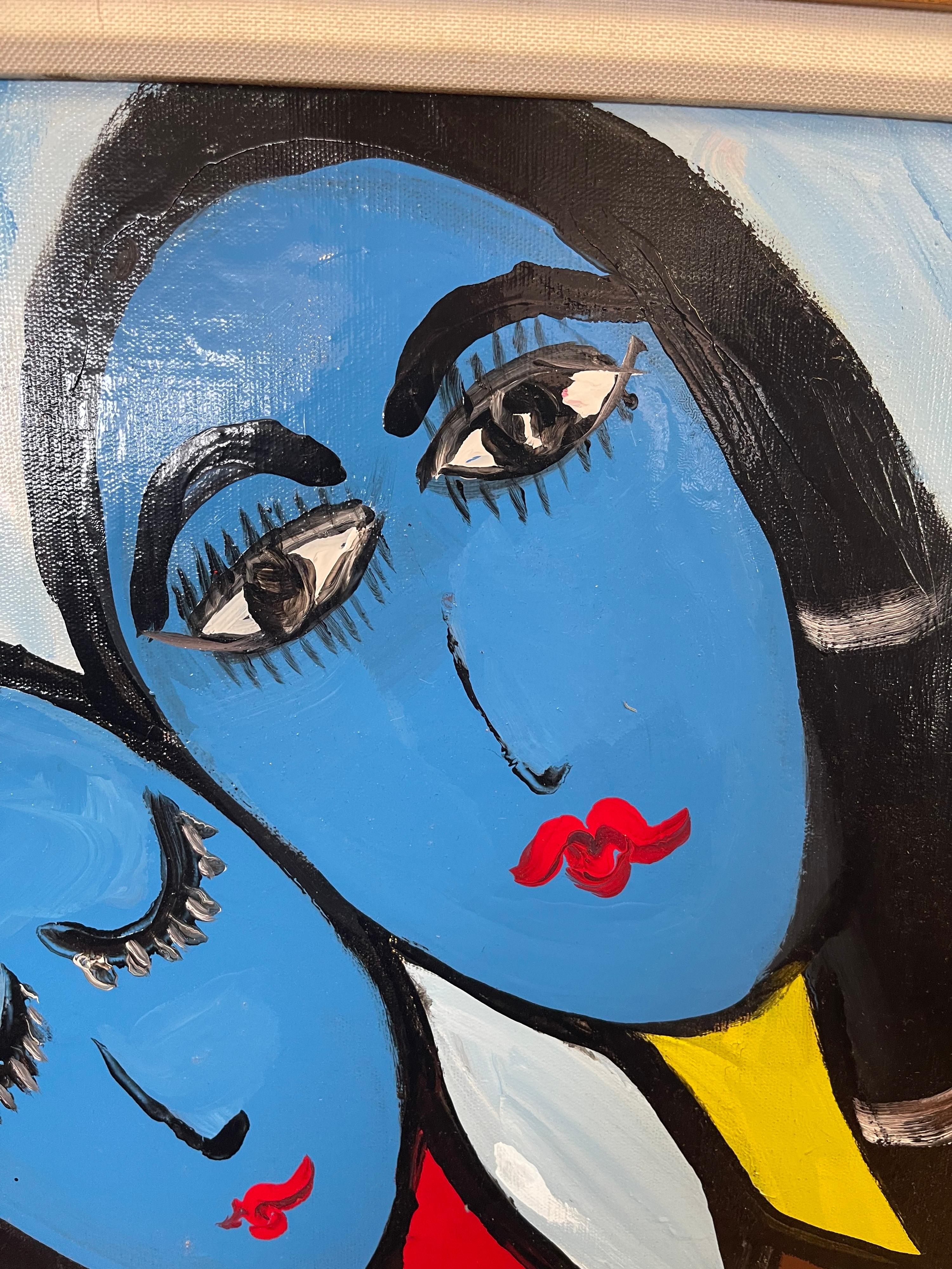 Original Thomas Pulgini Oil Painting Modern Art Two Ladies at 1stDibs ...