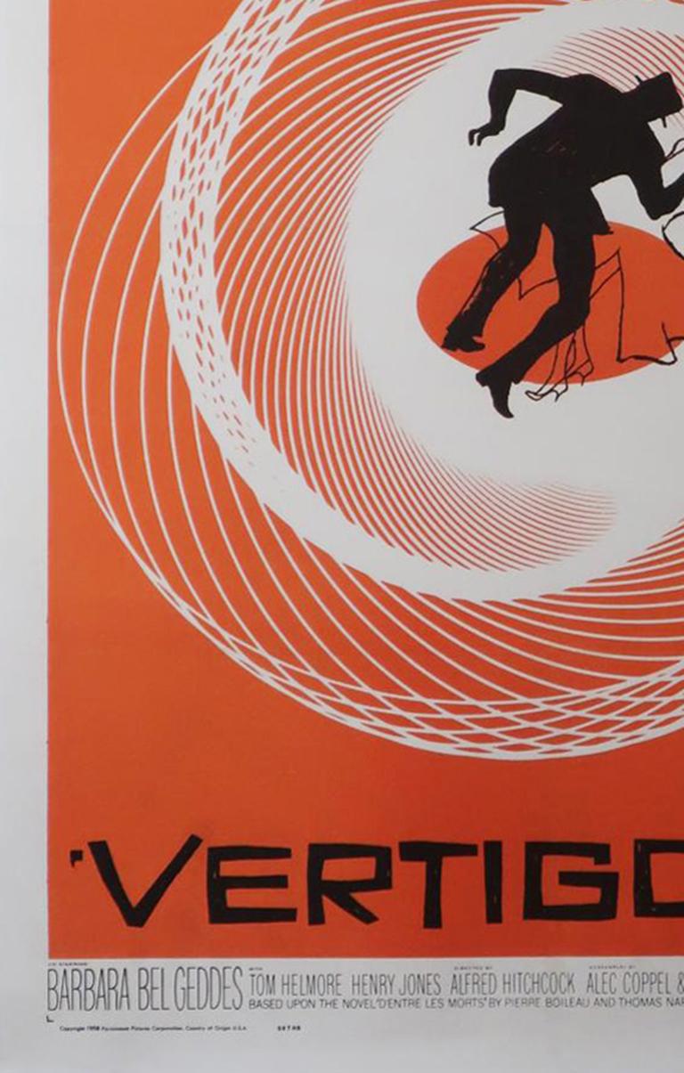 Original Vertigo Film Movie Poster, Hitchcock, Saul Bass, 1958 For Sale ...