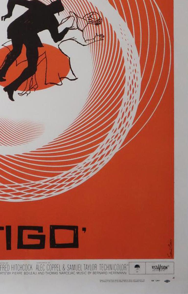 Original Vertigo Film Movie Poster, Hitchcock, Saul Bass, 1958 For Sale ...